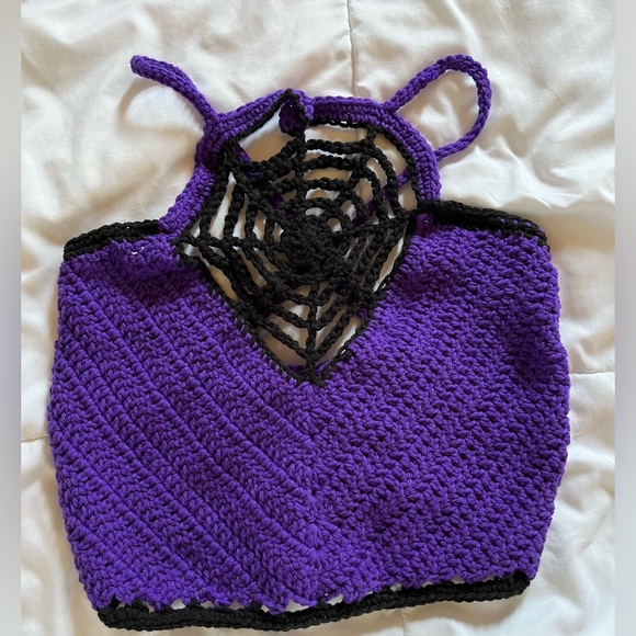 Handmade | Tops | Handmade Crochet Spider Web Crop Top | Poshmark